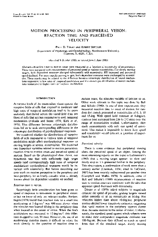 (PDF) Motion processing in peripheral vision: Reaction time and ...