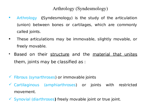 (PPT) Arthrology (Syndesmology)