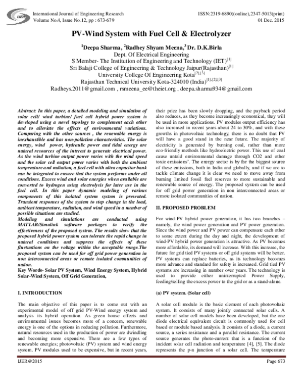 (PDF) PV-Wind System with Fuel Cell & Electrolyzer