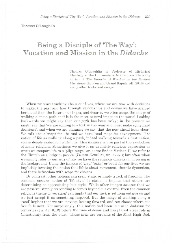 (PDF) Mission and Vocation in the Didache