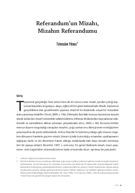 (PDF) Referandum’un Mizahı, Mizahın Referandumu