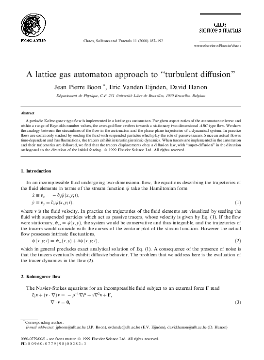 (PDF) A lattice gas automaton approach to “turbulent diffusion”
