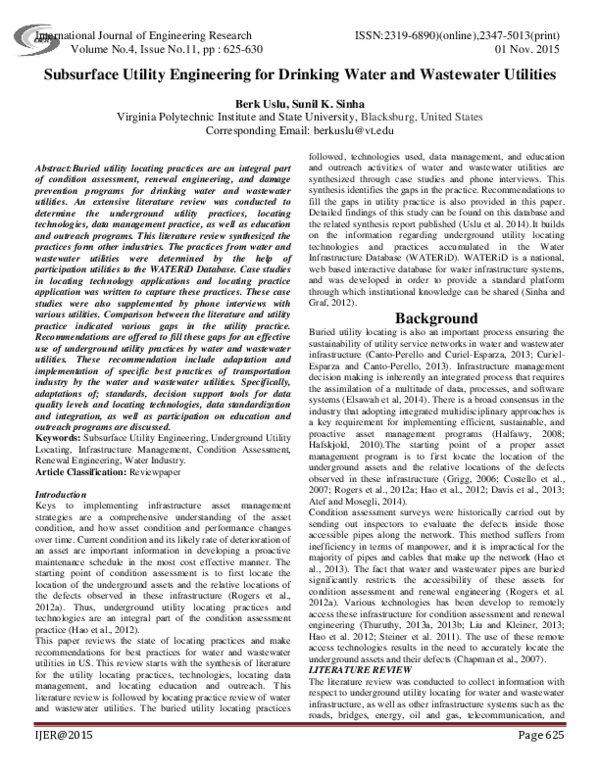 (PDF) Subsurface Utility Engineering for Drinking Water and Wastewater ...