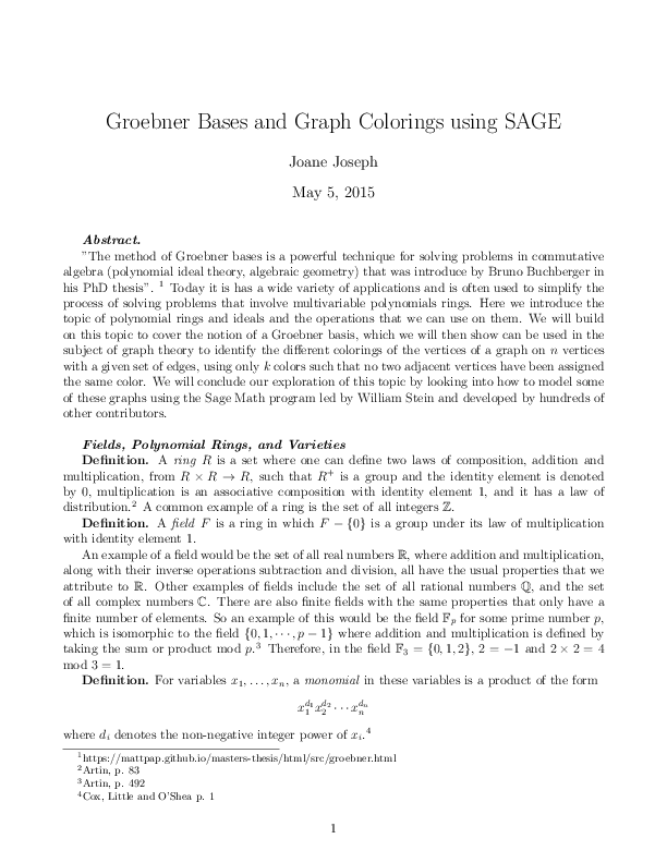 (PDF) Groebner Bases and Graph Colorings Using SAGE