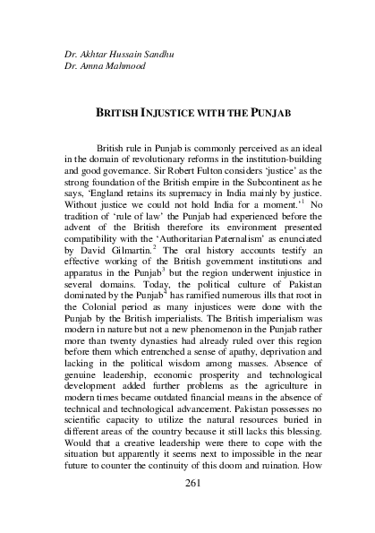 (PDF) British Injustice with Punjab