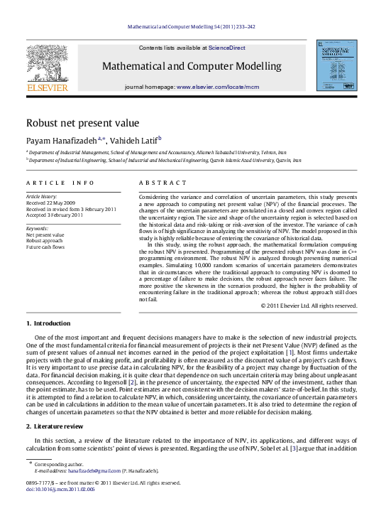 (PDF) Robust net present value