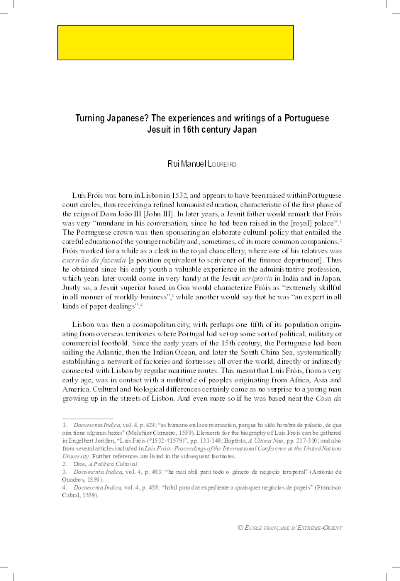 (PDF) Turning Japanese? The experiences and writings of a Portuguese ...