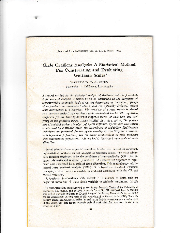 (PDF) Scale Gradient Analysis: A Statistical Method for Constructing ...