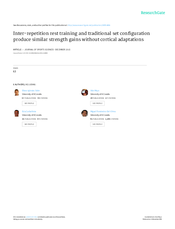 (PDF) Inter-repetition rest training and traditional set configuration ...