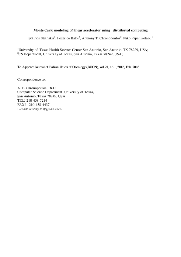 Pdf Monte Carlo Modeling Of Linear Accelerator Using Distributed Computing