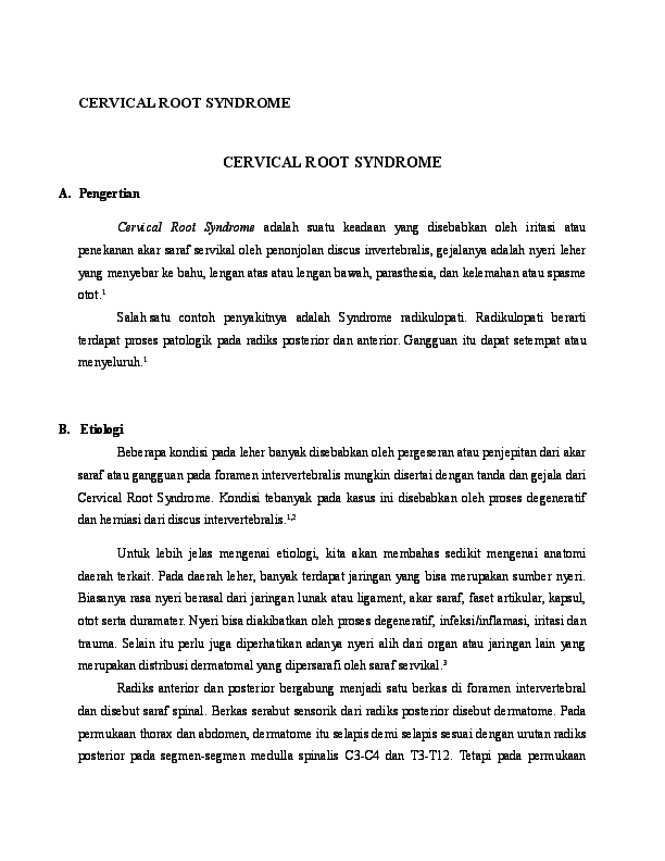 (DOC) CERVICAL ROOT SYNDROME