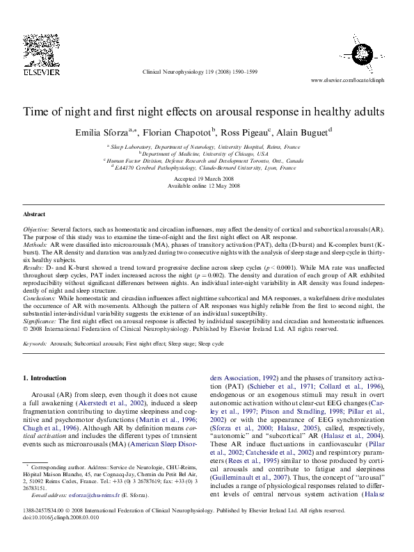 (PDF) Time of night and first night effects on arousal response in ...