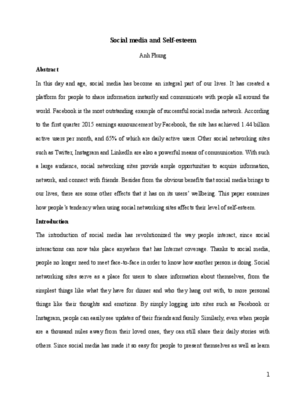 (DOC) The Effects Of Social Media On Self Confidence and Self-Esteem | Macarra Fowler - Academia.edu