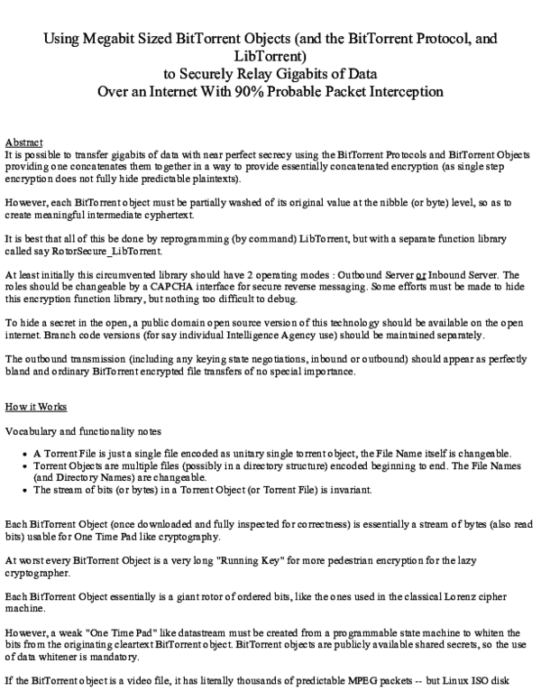 (PDF) Using Megabit Sized BitTorrent Objects (and the BitTorrent ...
