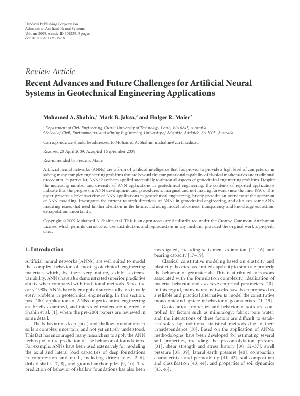 (PDF) Recent Advances and Future Challenges for Artificial Neural Systems in Geotechnical ...