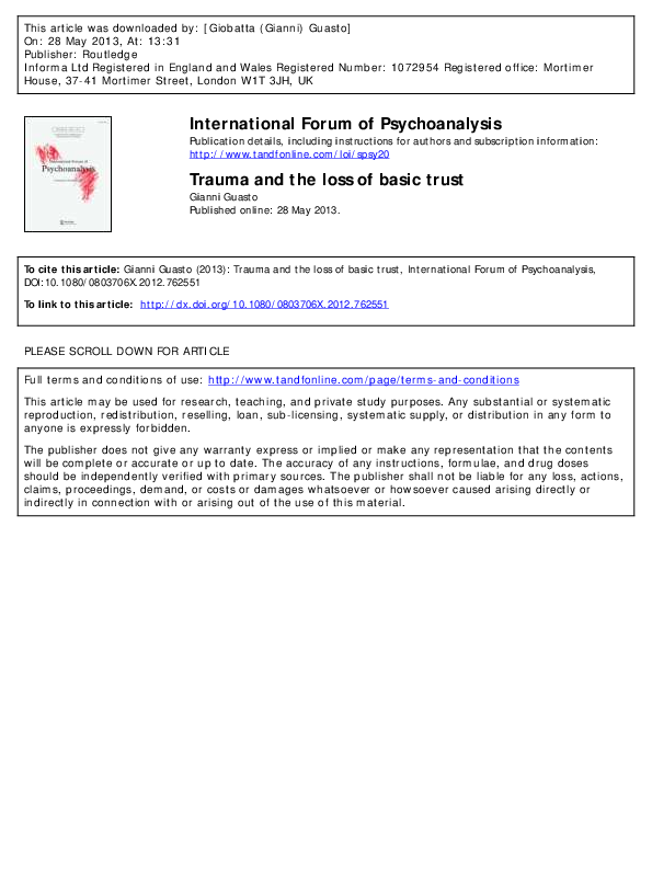 (PDF) Trauma and the Loss of Basic Trust