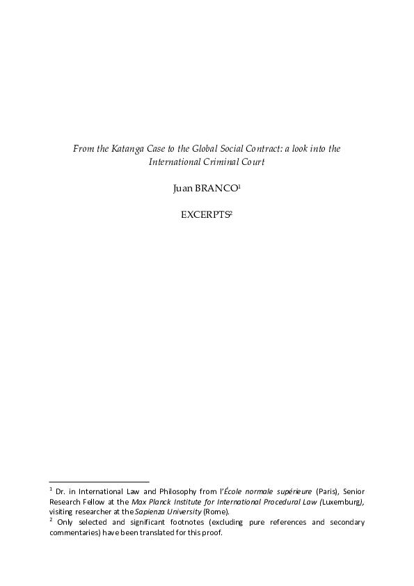 Preliminary Statement and Conclusion (EN - Draft translation)