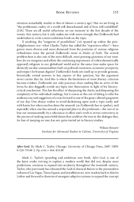 (PDF) Review of AfterGod by Mark C. Taylor