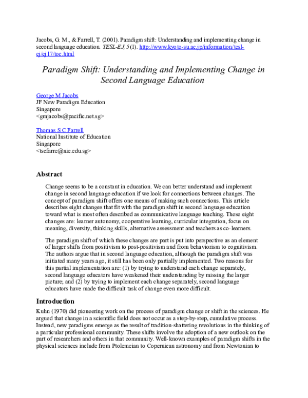 (DOC) Paradigm Shift: Understanding and Implementing Change in Second ...