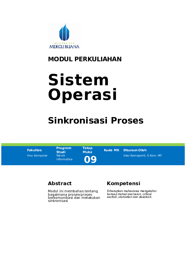 (DOC) Modul 9 sinkronisasi proses
