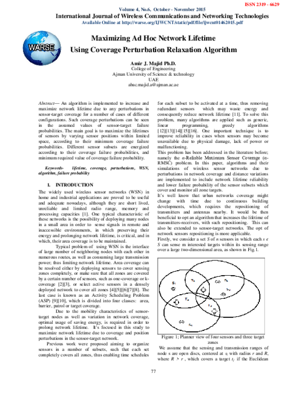 (PDF) Maximizing Ad Hoc Network Lifetime Using Coverage Perturbation Relaxation Algorithm