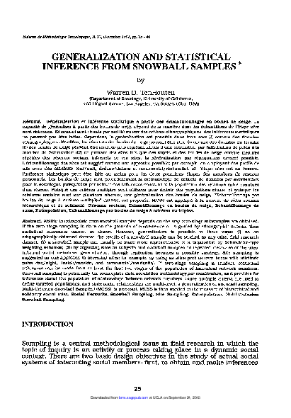 (PDF) Generalization and Statistical Inference From Snowball Samples1