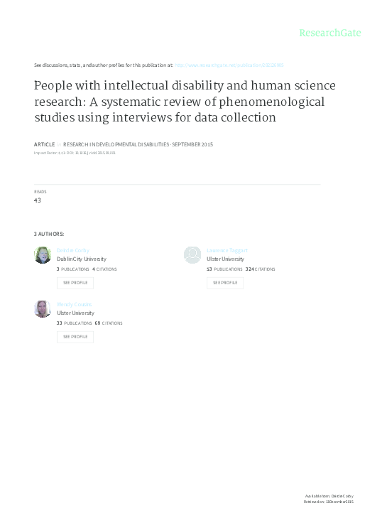 (PDF) People with intellectual disability and human science research: A ...