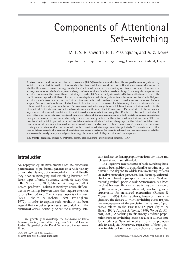 (PDF) Components of Attentional Set-switching