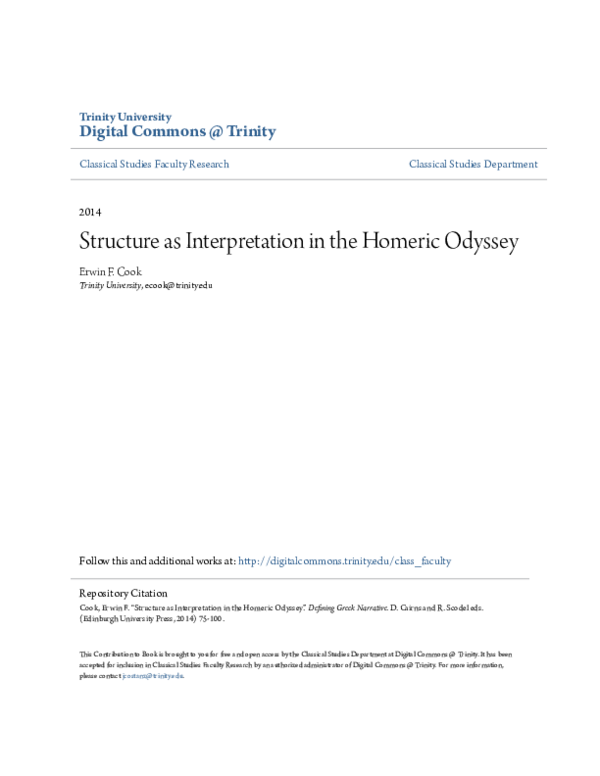 (PDF) Structure as Interpretation in the Homeric Odyssey