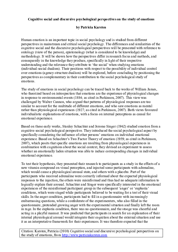 (PDF) Cognitive social and discursive psychological perspectives on the ...