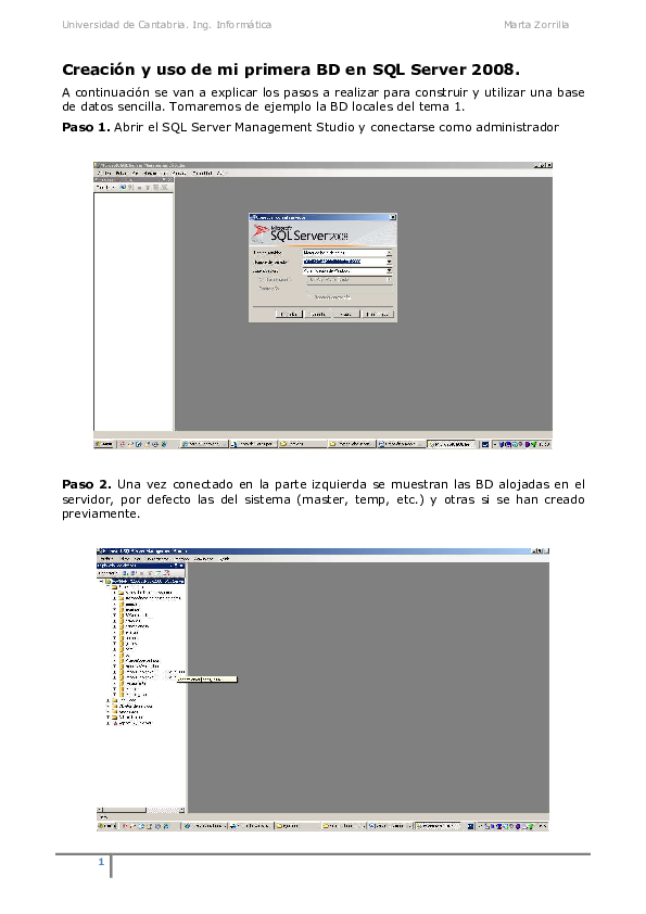 (PDF) Práctica 1. Creación y manipulación de mi primera BD en SQL Server