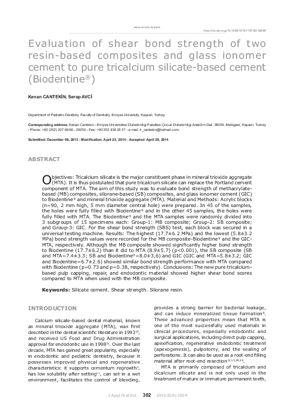 (PDF) Shear Bond Strength of Resin Composites to Biodentine