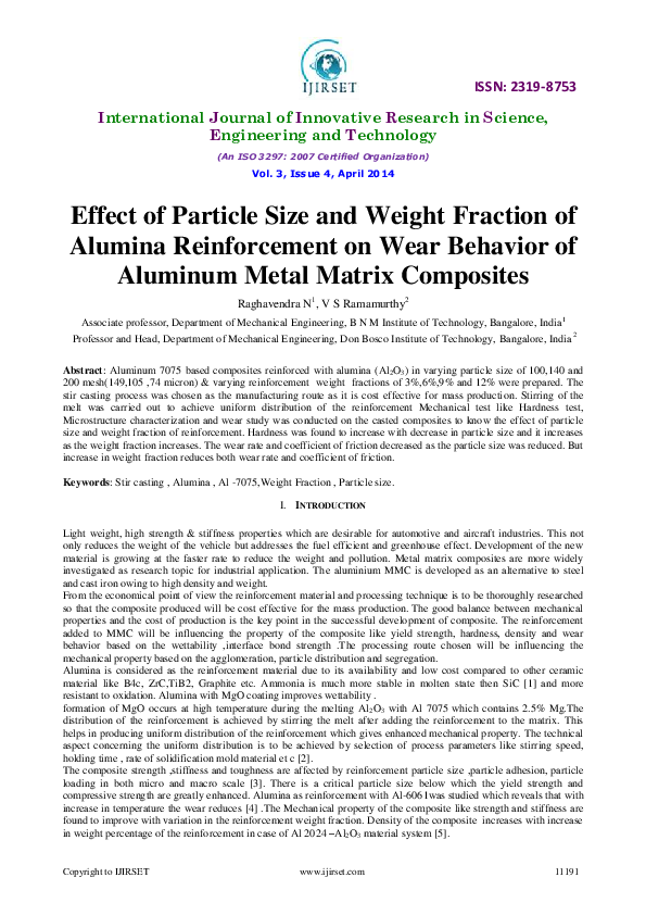 (PDF) Influence of Alumina on Aluminum Composites