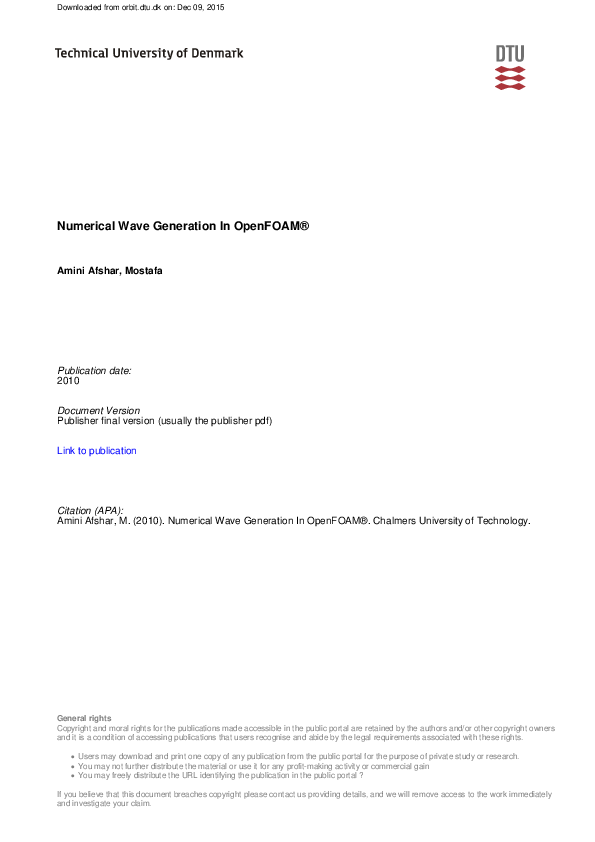 (PDF) Numerical Wave Generation