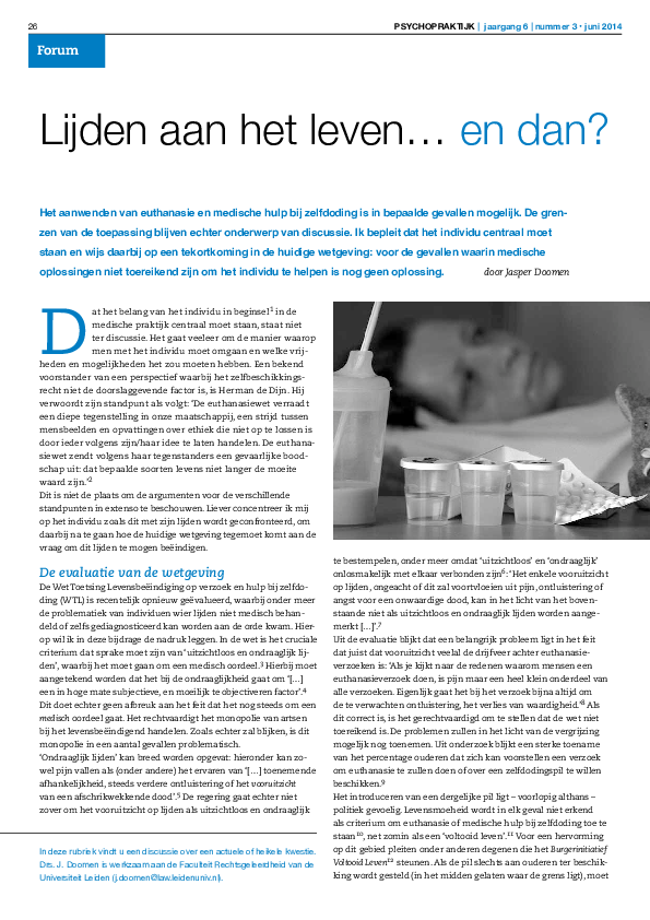 (PDF) J. Doomen, Lijden aan het leven… en dan? (in Dutch)