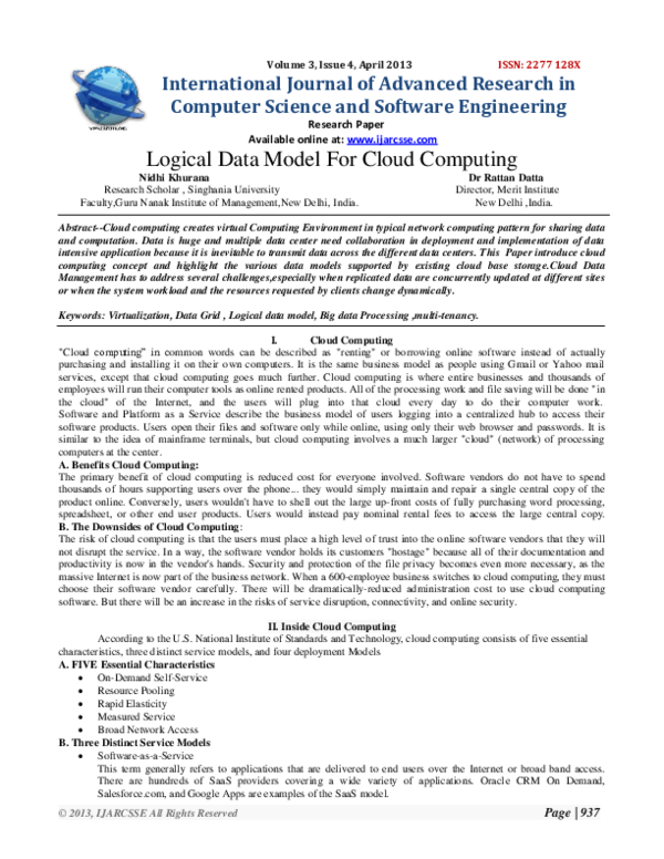(PDF) Logical Data Model For Cloud Computing