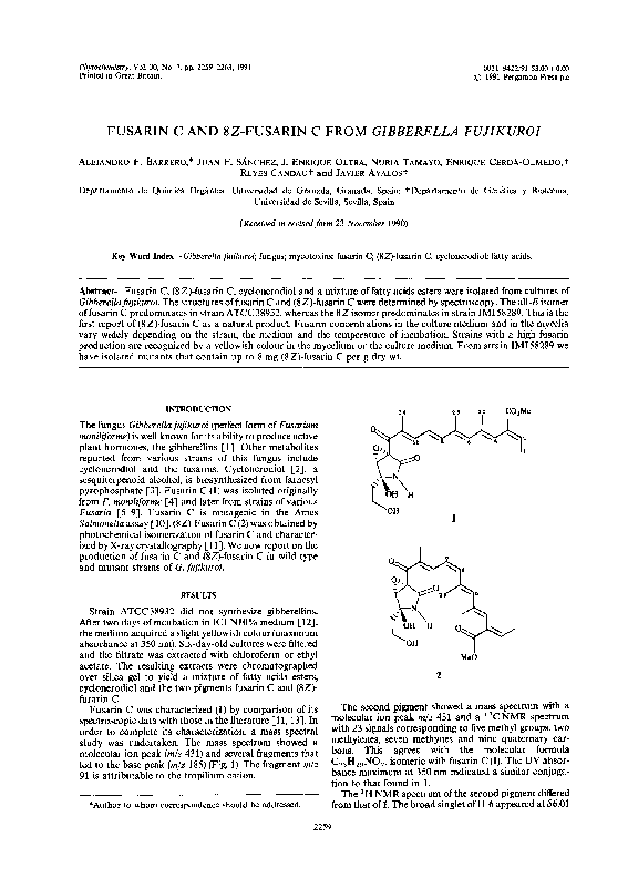 (PDF) Fusarin C and 8Z-fusarin C from Gibberella fujikuroi