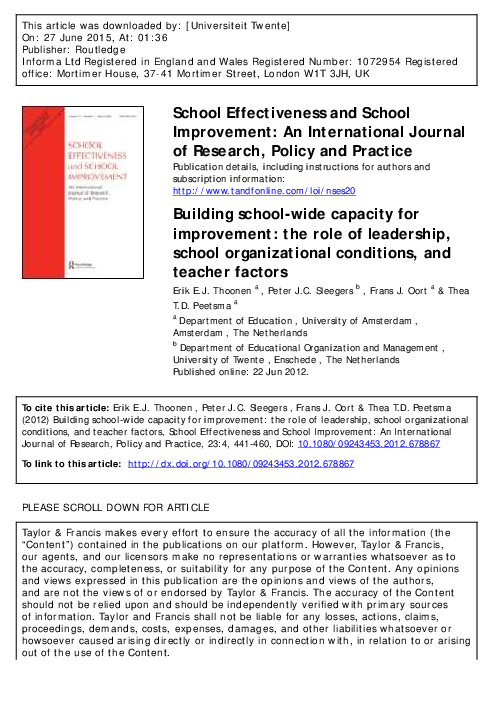 (PDF) Building school-wide capacity for improvement: the role of ...