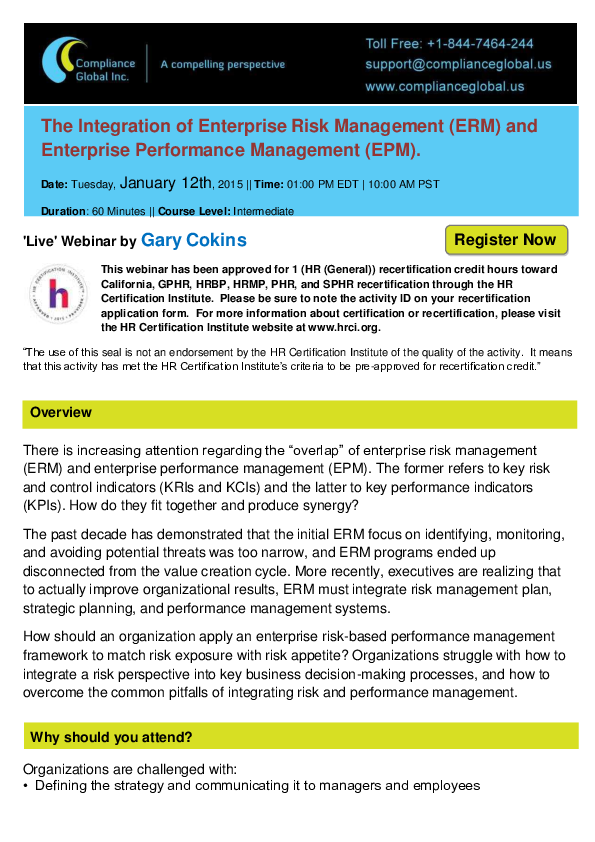 (PDF) Integrating ERM and EPM for Enhanced Organizational Performance