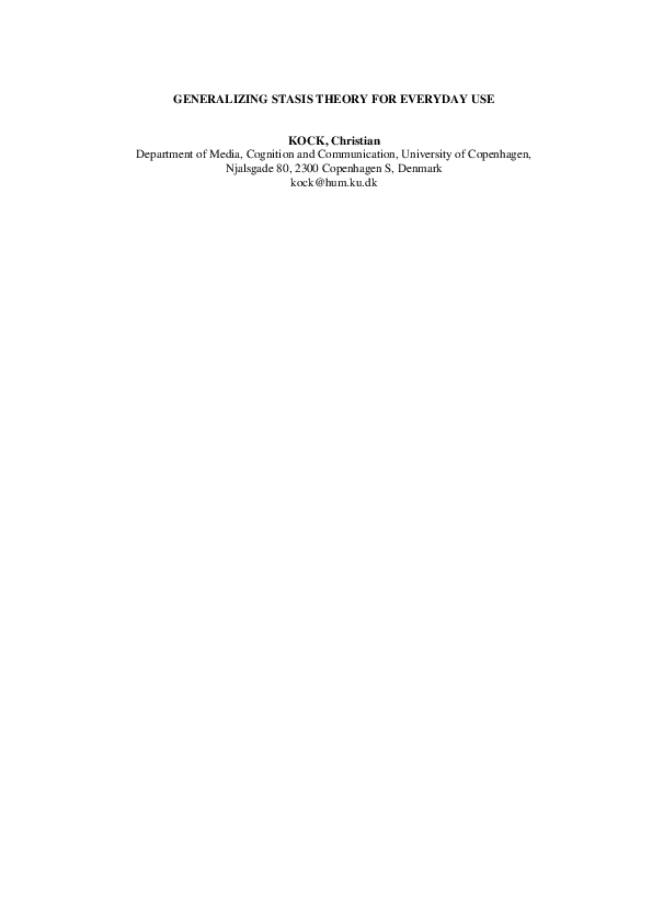(PDF) Generalizing Stasis Theory for Everyday use