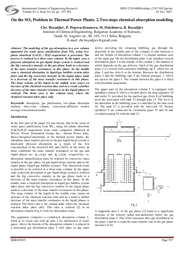 (PDF) On the SO2 Problem in Thermal Power Plants. 2.Two-steps chemical ...