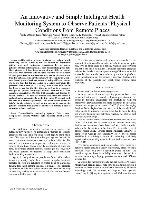 (PDF) An Innovative and Simple Intelligent Health Monitoring System to ...