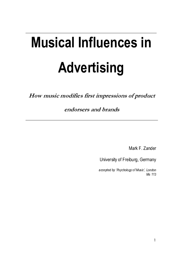 (PDF) Musical Influences in Advertising How music modif