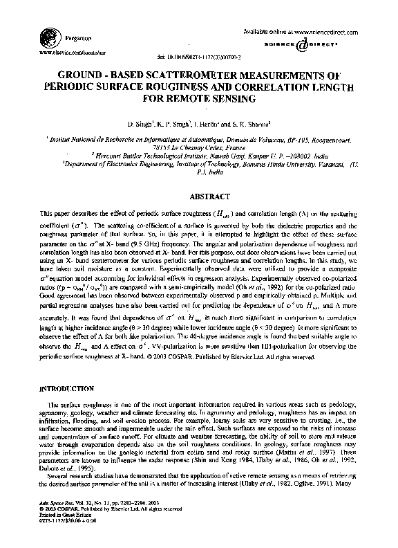 (PDF) Ground — Based scatterometer measurements of periodic surface ...