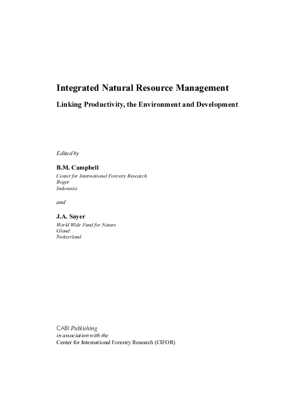 (PDF) integrated natural resource management Resource Management