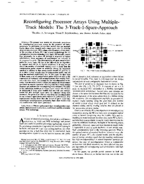 Pdf Reconfiguring Processor Arrays Using Multiple Track Models The 3 Track 1 Spare Approach