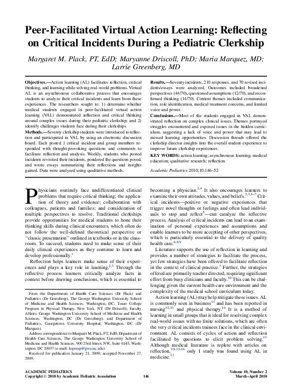 (PDF) Peer-Facilitated Virtual Action Learning: Reflecting on Critical ...