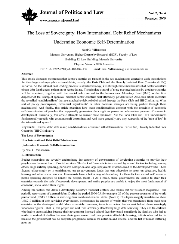 (PDF) Loss of Sovereignty Economic self determination