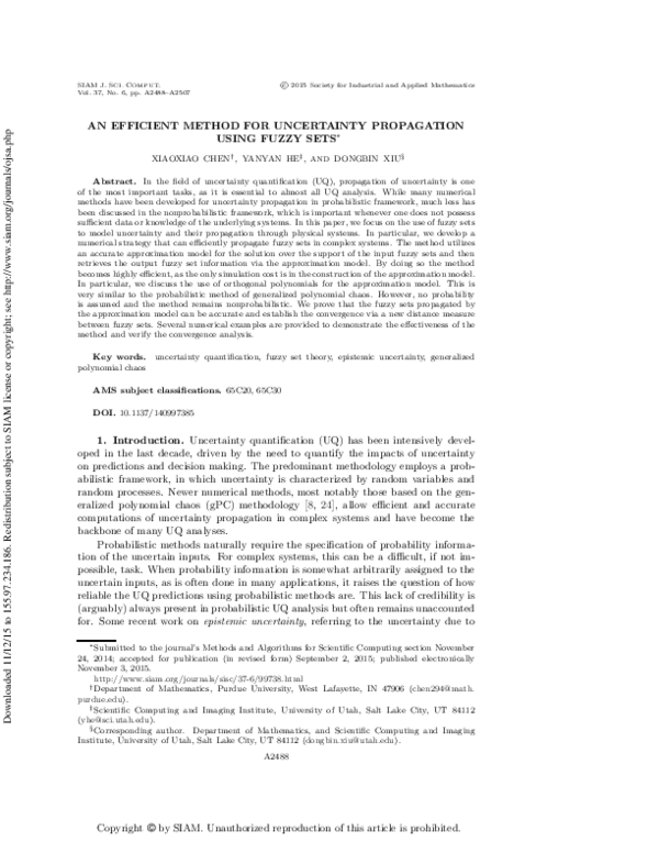 (PDF) An Efficient Method for Uncertainty Propagation using Fuzzy Sets