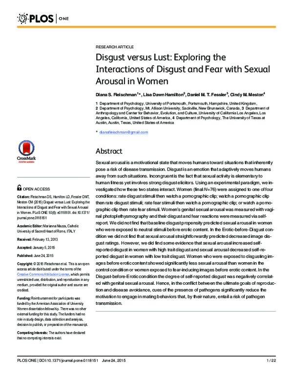 (PDF) Disgust versus Lust: Exploring the Interactions of Disgust and ...
